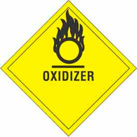 Paper Labels W/ ""Oxidizer"" Print 4""L X 4""W Yellow & Blac