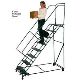 9 Step 24""W Steel Safety Angle Rolling Ladder W/ Handrails