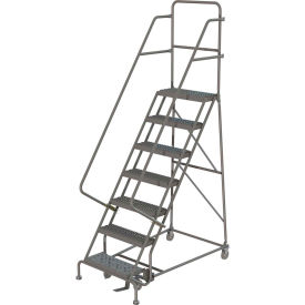 7 Step 16""W 10""D Top Step Steel Rolling Ladder Grip Strut