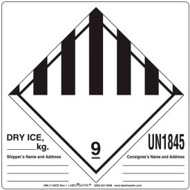 Labelmaster Labels W/ ""Un1845 Dry Ice"" Print 6""L X 6""W W